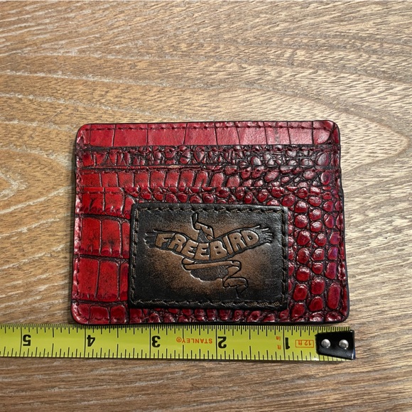 freebird | Bags | Freebird Red Crocembossed Card Wallet | Poshmark